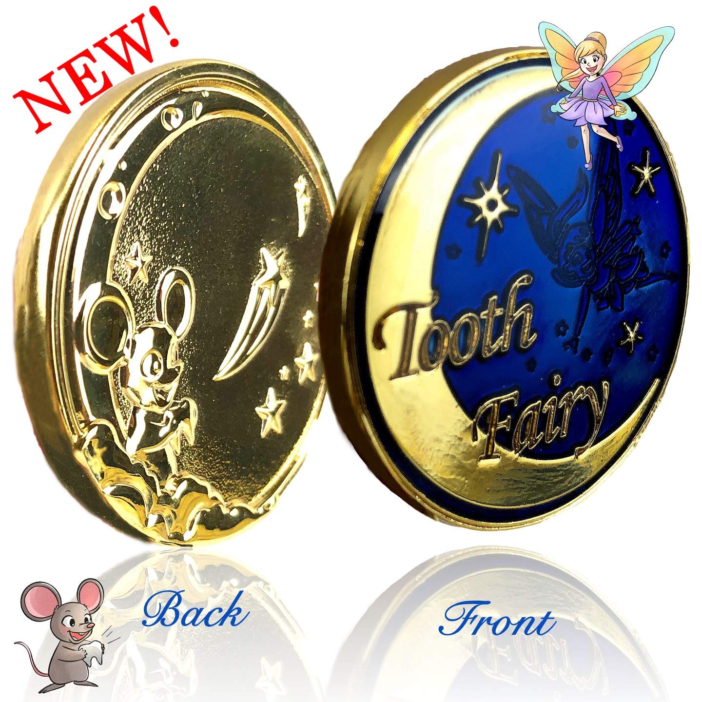 Tooth Fairy Pillow Book and Gold Coin Keepsake Set Kit with Velvet Memory Bag for Boys and Girls