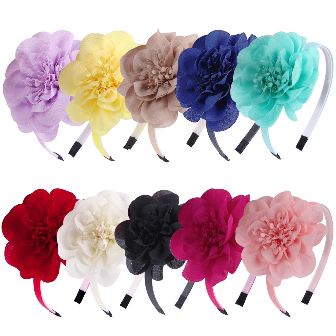 XIMA 10pcs Chiffon Flower Girls Headbands for Kids Children Teens toddlers Hair AccessoriesâŚ