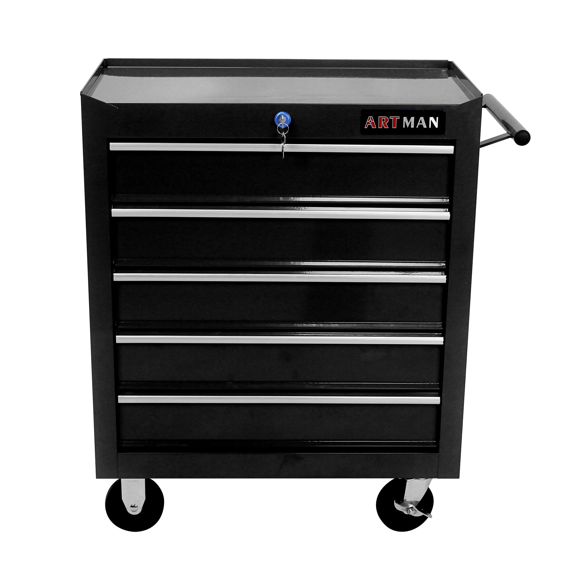 SEHAONOHOME 5 Drawers Rolling Tool Chest Cabinet with Wheels, Tool Storage Cabinet and Tool Box Organizer for Garage Warehouse Workshop, Black