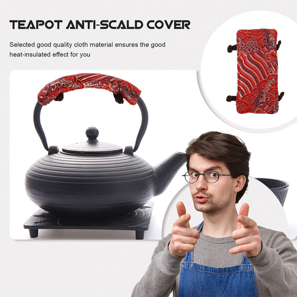 VOSAREA 2pcs Teapot Handle Covers Hot Handle Cover Holder Sleeve for Cast Iron Skillet Pot Pan Tea Kettle Handle Covers