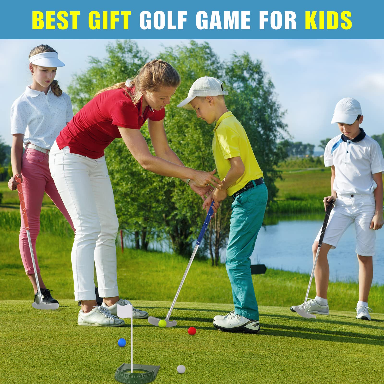 ZZHAO Golf Putter for Kids,Classic Stainless Steel Putter, Two Way,Junior Children Teens, Suitable for Both Right Handed&Left Handed - 22.44 Inches Length,Great Gift for Kids,3-7 Ages
