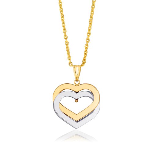 Zawadee 14k Two-Tone Gold Intertwined Hearts Pendant 18 inches