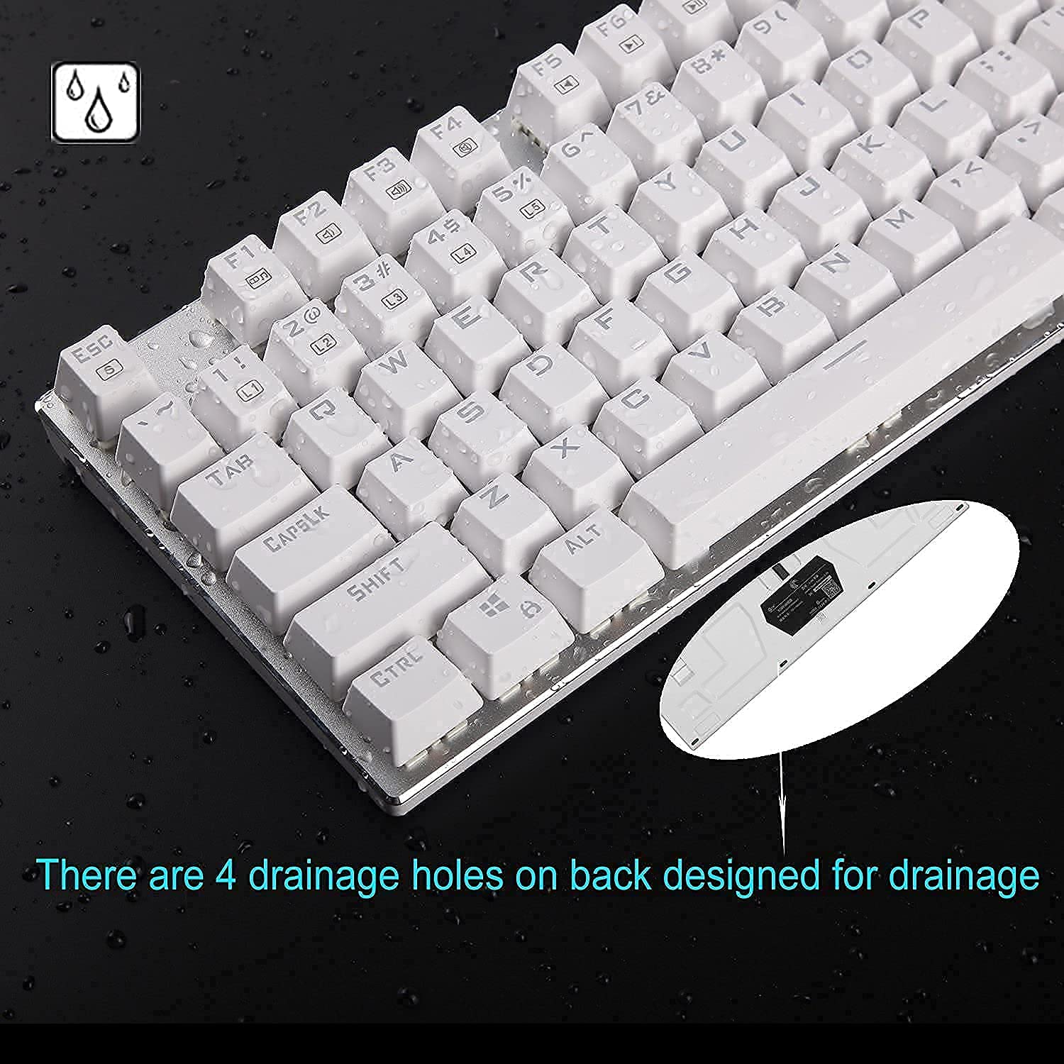 Z-88 RGB Backlit Mechanical Gaming Keyboard, E-Element Ergonomic Design Outemu Blue Switch, Aluminum Top-Panel,Full Size Wired Keyboard, Silver and White