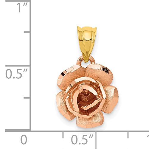 The Black Bow 14k Rose and Yellow Gold 12mm Rosebud Pendant