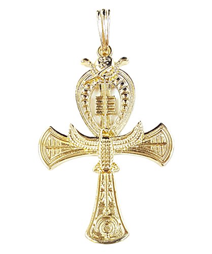 UrbanMixNY Egyptian Symbol Bird Cross Ankh Gold Plated Pendant with Box Chain
