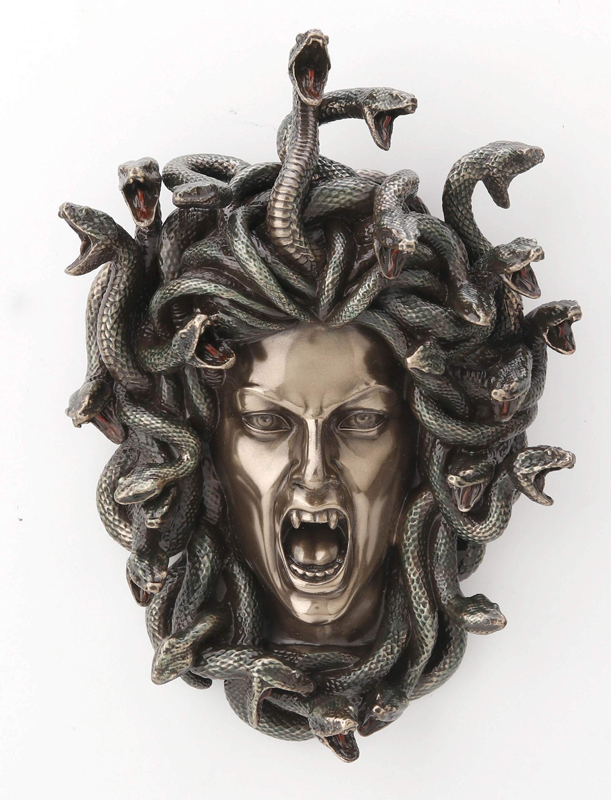 Veronese Design 7 1/4 Inch Greek Head Of Medusa Wall Plaque Cold Cast Resin Antique Bronze Finish Wall Sculpture Home Decor