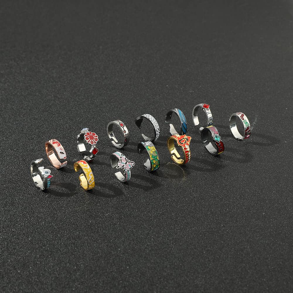 ZHUOXING Anime Demon Ring - Tanjirou Cosplay Anime Adjustable Open Rings manga Jewelry for Women (Agatsuma Zenitsu)