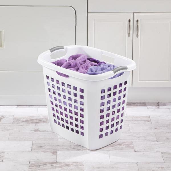 Sterilite Plastic Laundry Hamper with Handles, Portable Large Laundry Basket for Clothes for Home Bathroom Bedroom and College, Wholesalehome Cloth Included