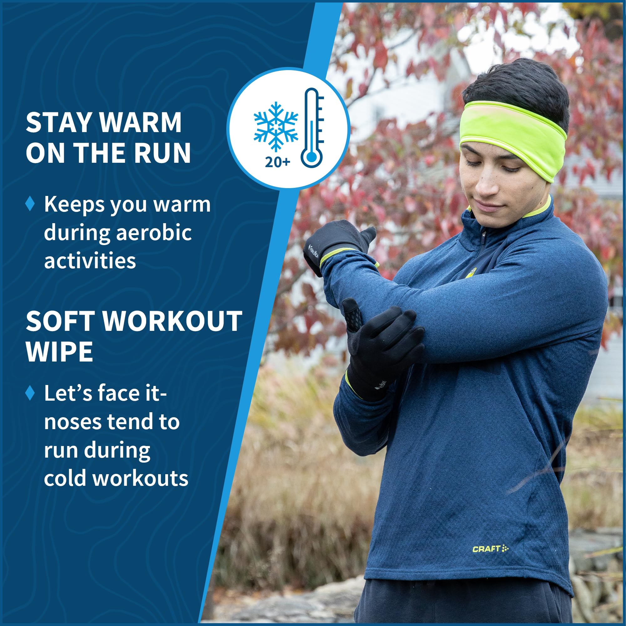 TrailHeads Men’s Running Gloves - Black Touchscreen Gloves - Lightweight Gloves - medium