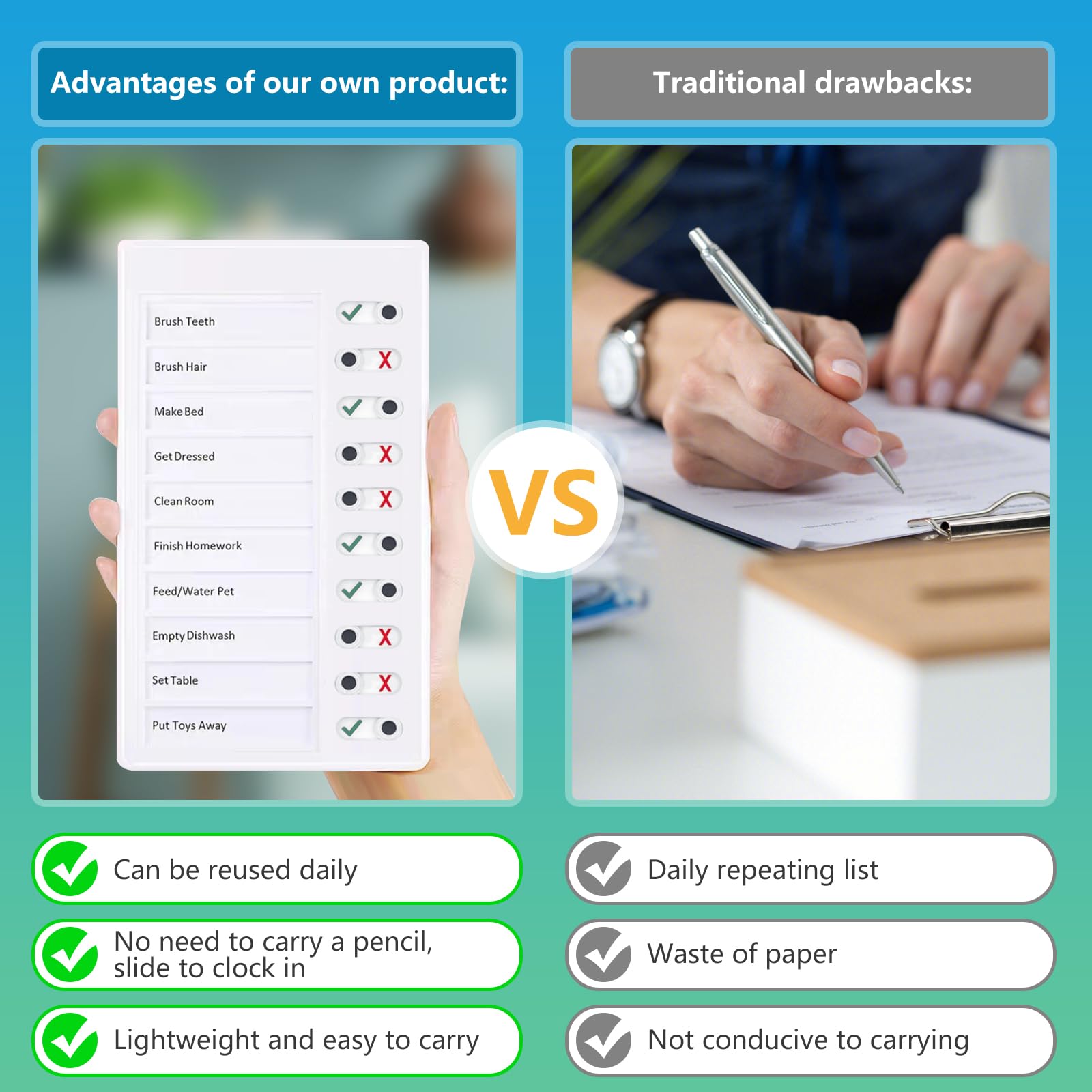 Undated Weekly Planner Habit Tracker Notebook A5 Size with Portable Checklist Memo Board Slider, Plastic To Do List Task Board Daily Tracker and Goal Setting Journal for Women Men Chore Office Fitness
