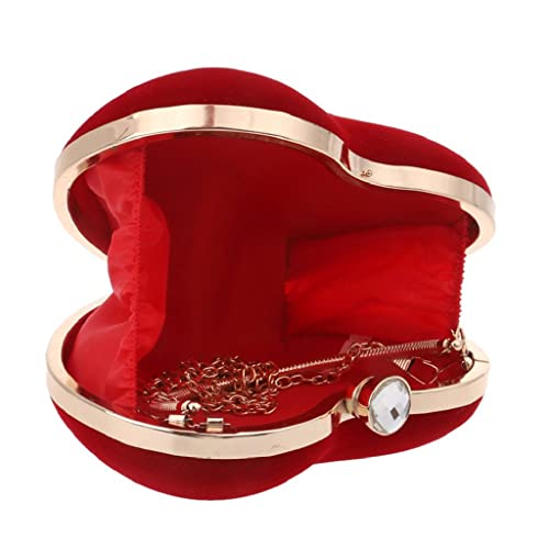 XJJZS Women Heart Shaped Handbag Mini Clutch Chain Purse Chic Shoulder Bag Evening Tote (Color : A)