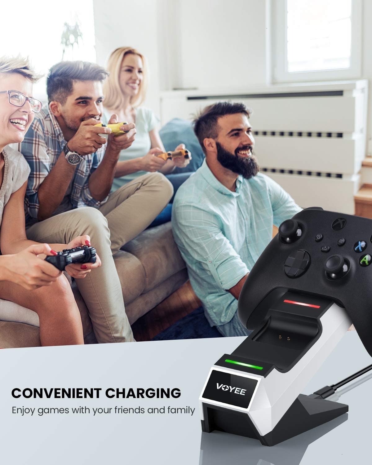 VOYEE Compatible with Xbox Series X Controller Charger, Clearance Fast Double Charging Station for S/X + 2 Compatible with Xbox Series x Controller Battery Pack (Not for One Series)