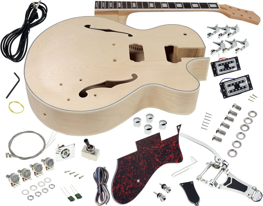 Solo GF Style DIY Guitar Kit, Maple Hollow Body, Vintage Tremolo, GFK-10