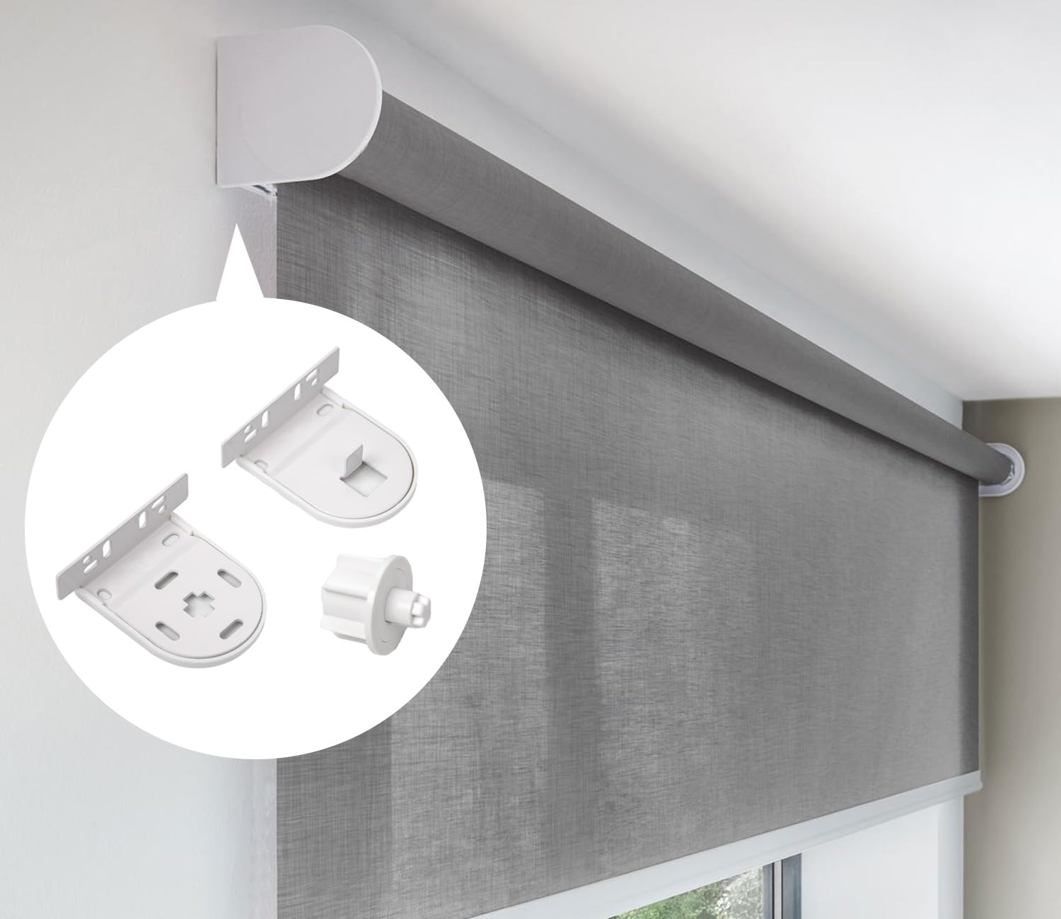 Rollerhouse 38/40mm Roller Blind Repair Kit, Mount Window Shade Brackets, Curtain Roller Blind Accessories for Electric Blinds with 1 1/2" Tube, 1 Pair, White