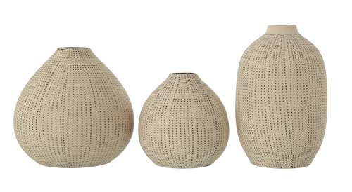 White Stoneware Vases with Textured Black Polka Dots (Set of 3 Sizes)