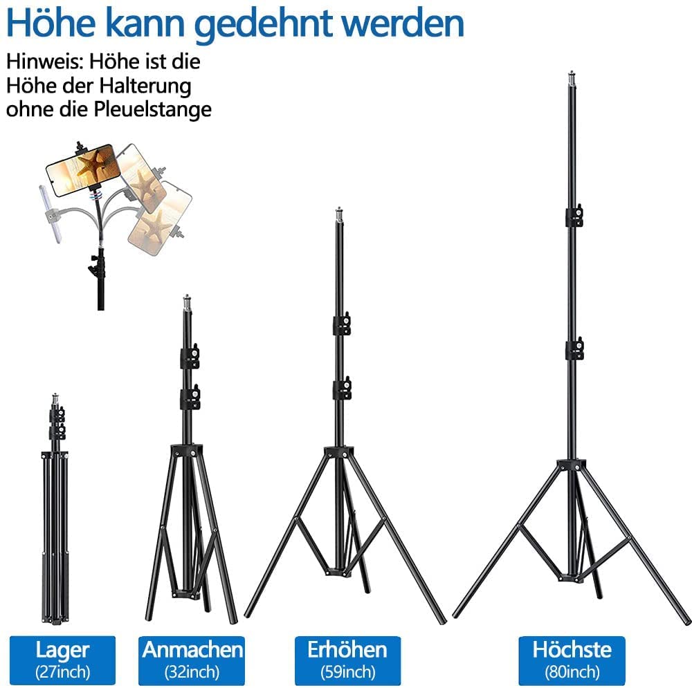 Tall Tripod for iPhone Pixel 6.67ft/80inch Tripod Phone Video Cell Stand Photography Rotatable Live Video Stand Compatible with and Most Mobile Phones( Tripod + Gooseneck+ Phone Clip+ Carry Bag)