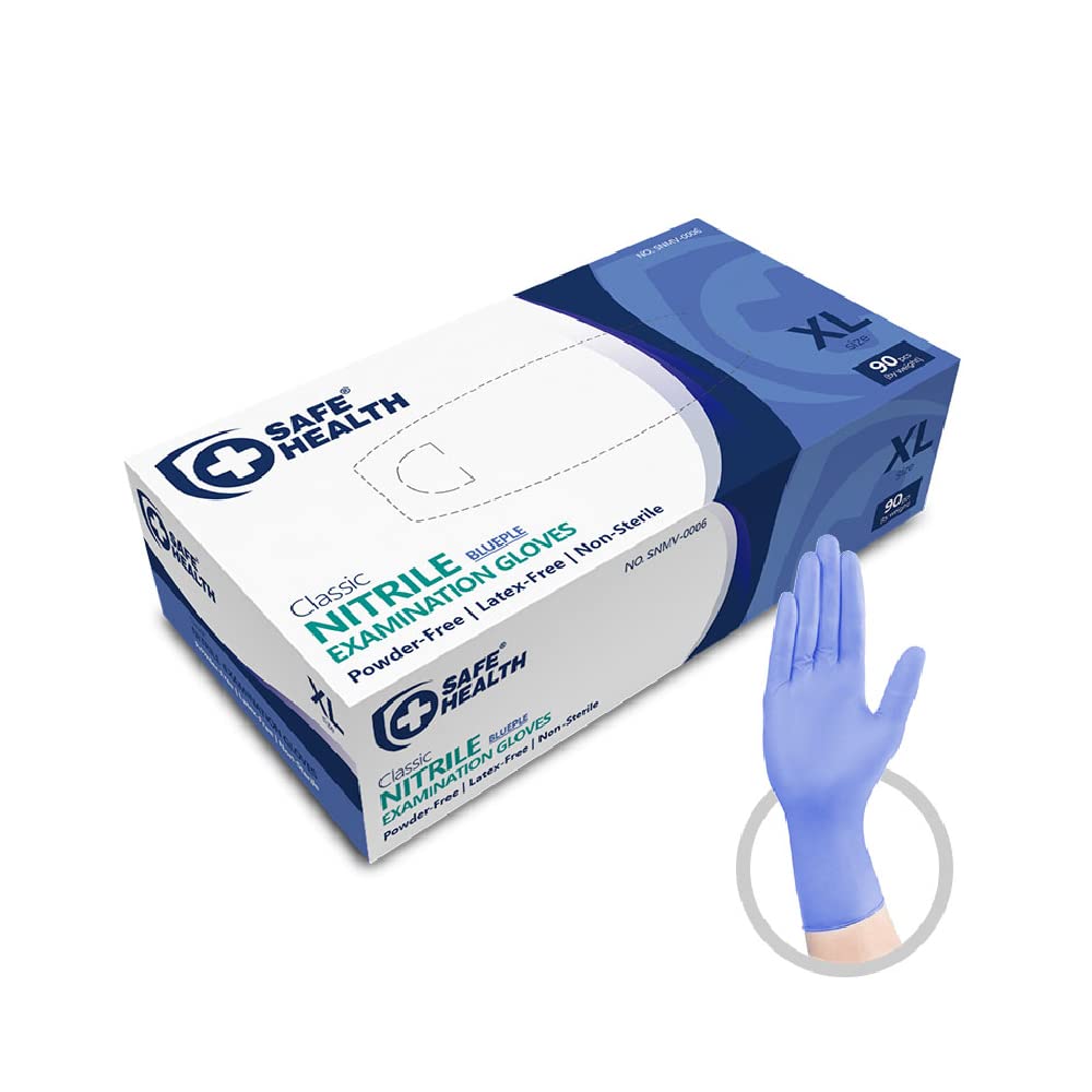Safe Health Nitrile Gloves, Blue, Small, 100 Pcs