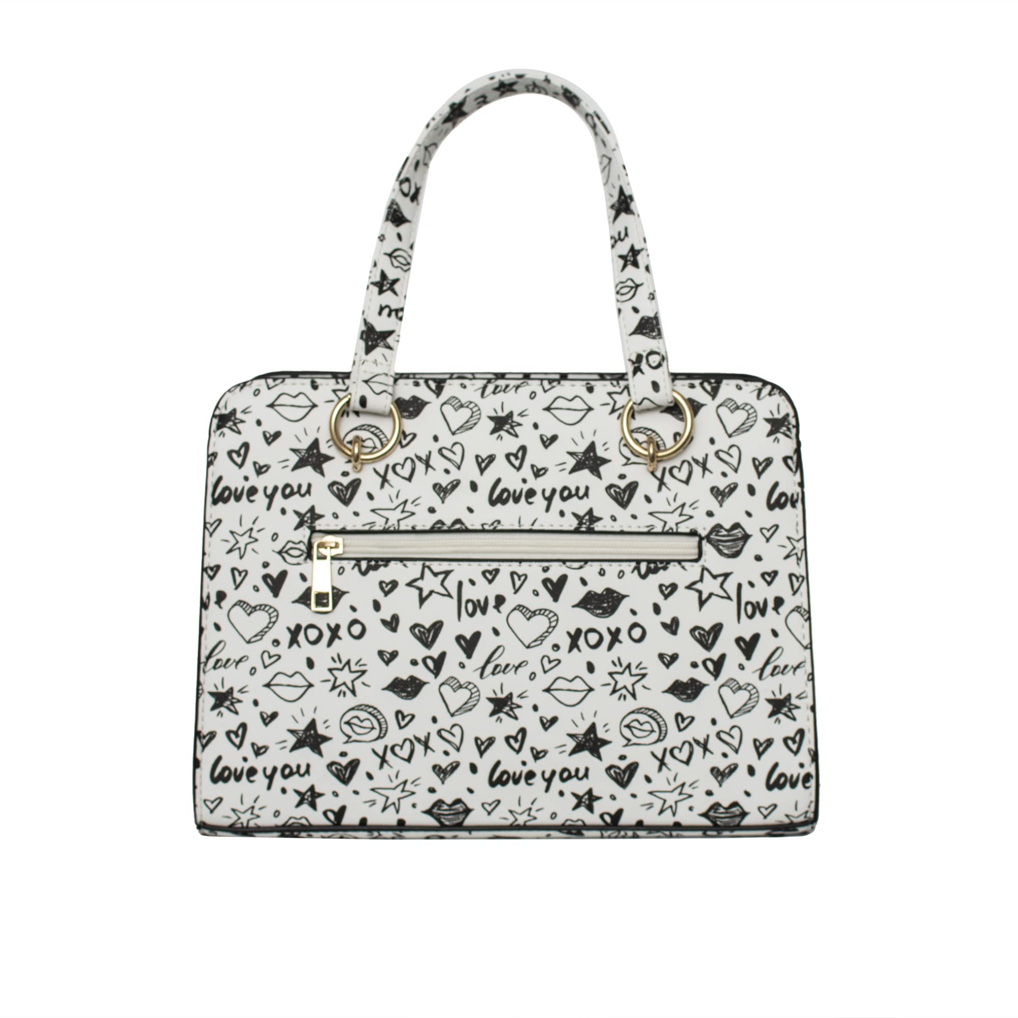 XOXO Women's Handbag Large White Graffiti Print Satchel