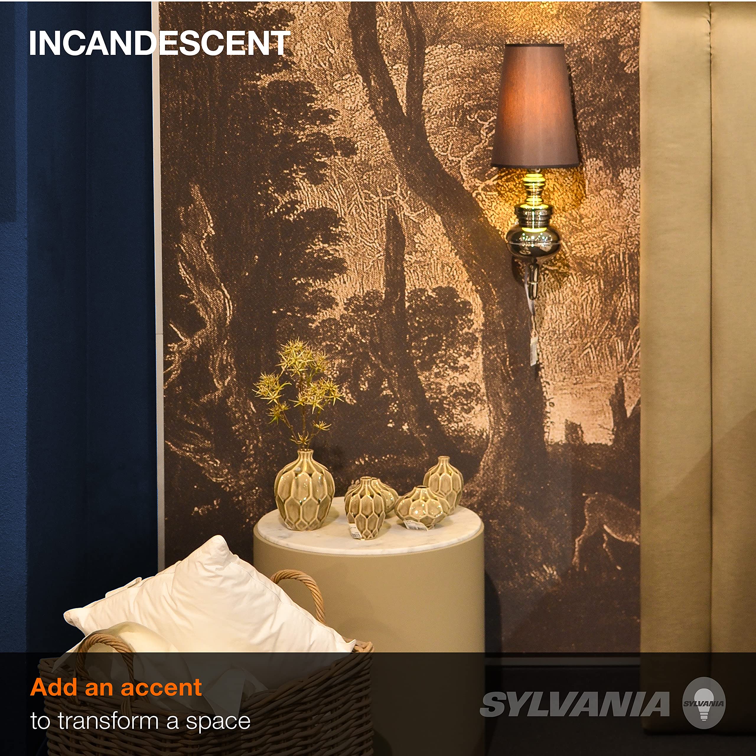 SYLVANIA F15 Décor Incandescent Light Bulb, 25W, Iridescent Finish, 205 Lumens, Medium Base, 120V - 2 Pack (13821), Warm White