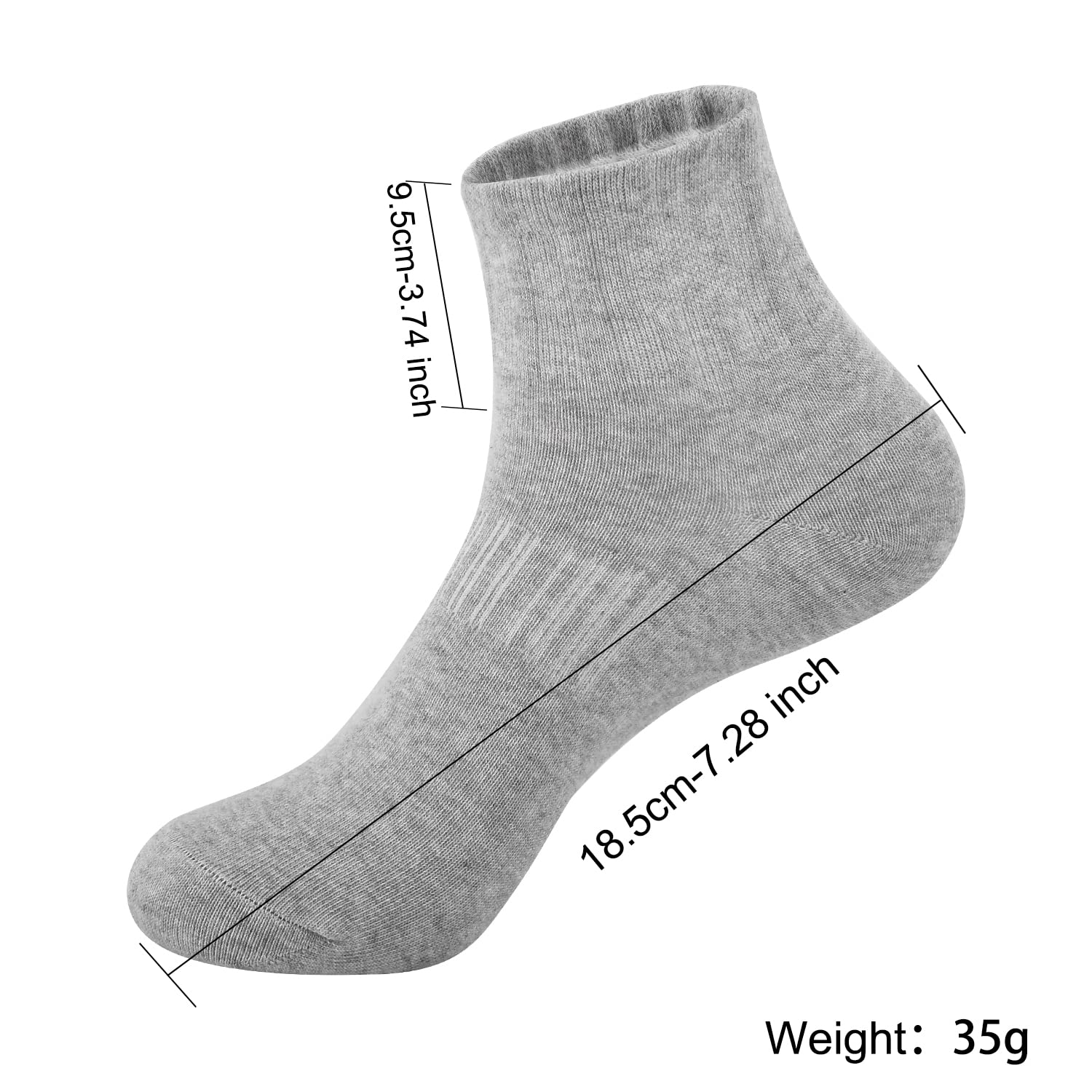 WKJHO 6 Pairs Men's Athletic Ankle Socks,Soft Cotton Socks for Men,Thick Cushion Sport Running Socks Breathable (black white gray)