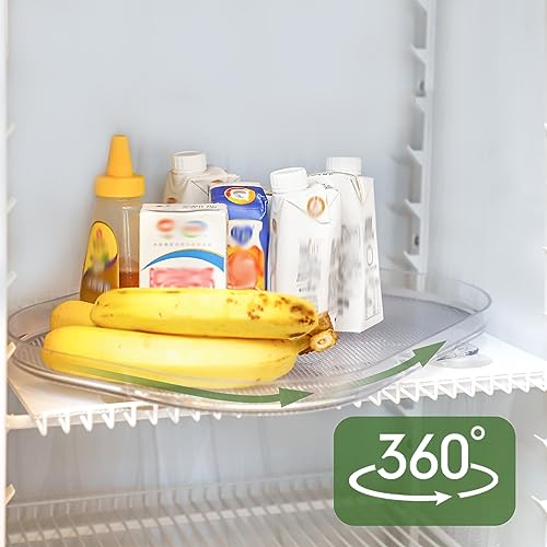 Turntable Refrigerator Organizer, 15.67 Inch Clear Rectangular Fridge Organizer Storage Tray Acrylic Lazy Susan Organizer for Cabinet, Kitchen, Table, Pantry, Countertop Organization