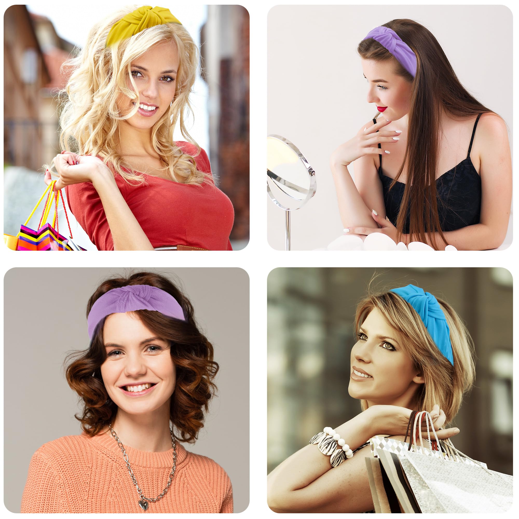 SIQUK 12 Pieces Top Knot Headband Satin Cross Knot Headband Twist Knot Headbands for Women