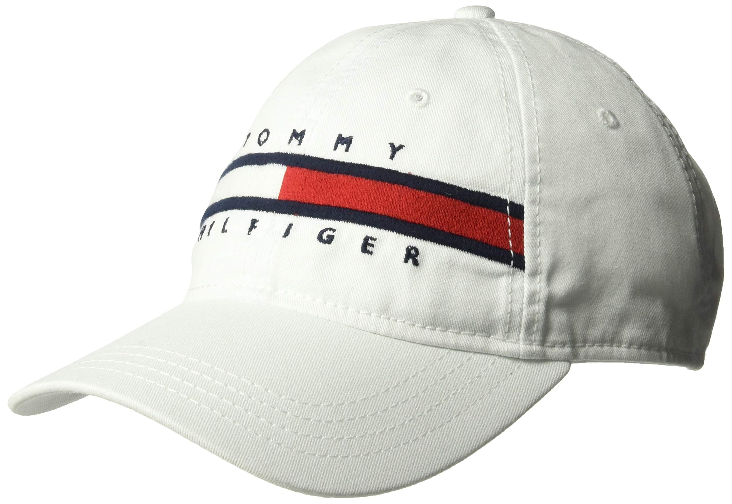 Tommy Hilfiger Men's Cotton Avery Adjustable Baseball Cap, navy blazer/racing red, O/S