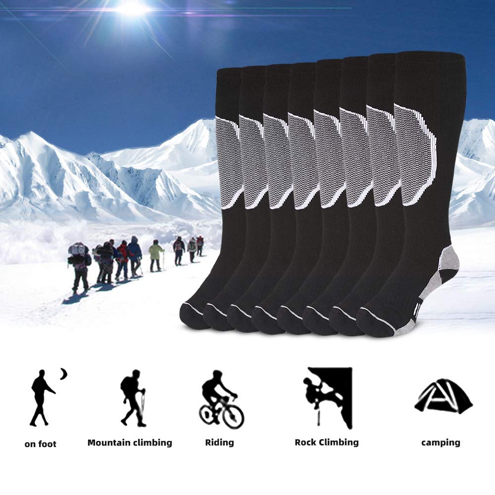 ZEPOHCK [2 Pairs Winter Thicken Sports Ski Socks, Calf Compression Thermal Socks for Men and Women