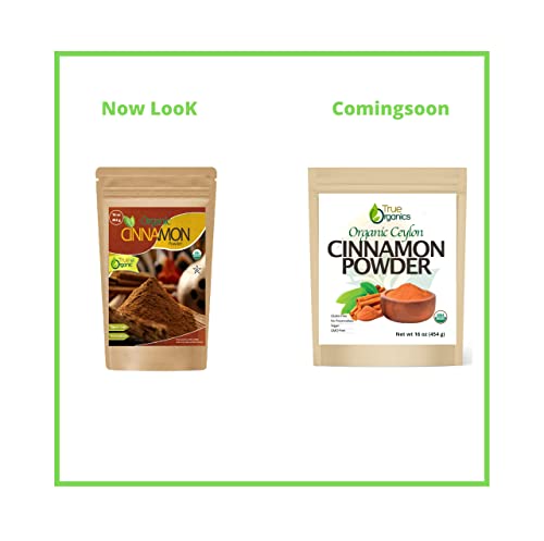 True Organic Ceylon Cinnamon Powder, 1 lb, Premium Grade Ceylon Cinnamon, Gluten Free Cinnamon Powder, Organic Cinnamon powder USDA & Kosher Certified, Non-GMO.