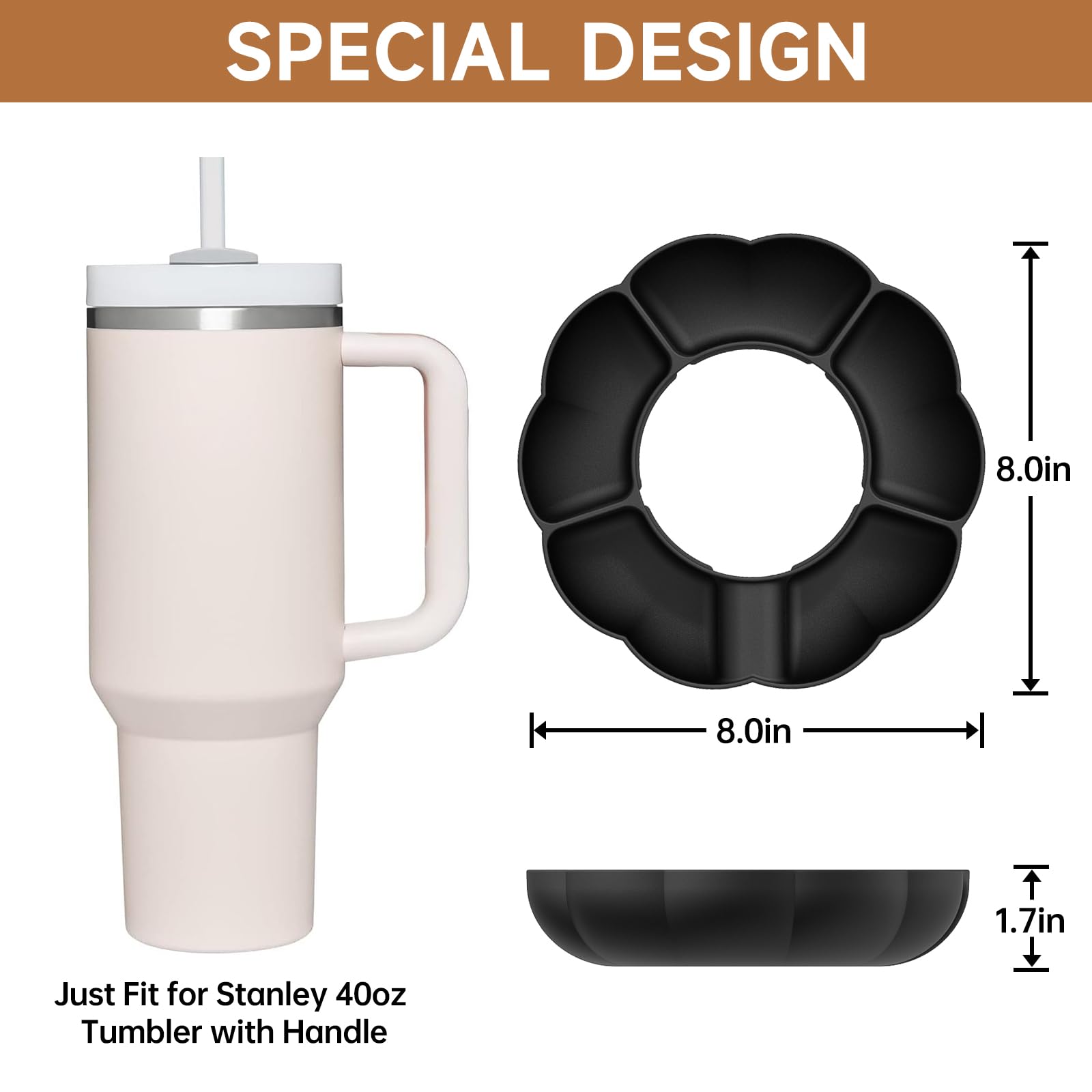 Snack Tray for Stanley 40 oz Tumbler with Handle, Reusable Snack Bowl Compatible with Stanley Cup 40oz with Handle, Portable Snack Ring Container for Stanley 40oz Tumbler Accessories