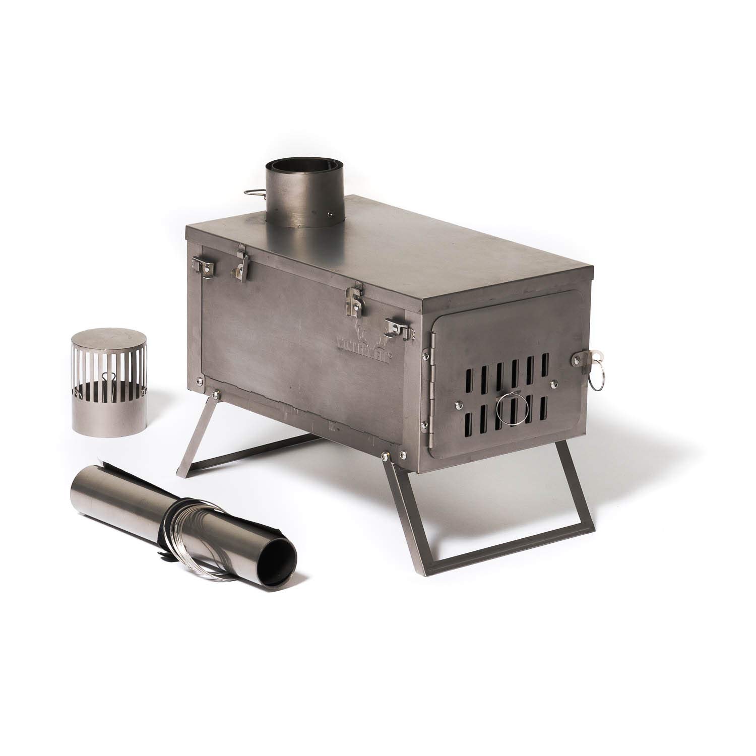 Winnerwell Fastfold Titanium Tent Stove | Ultralight 4 Pound Titanium Wood Burning Stove for Tents and Shelters | Includes Chimney Pipe | Functions as Ultralight Firepan