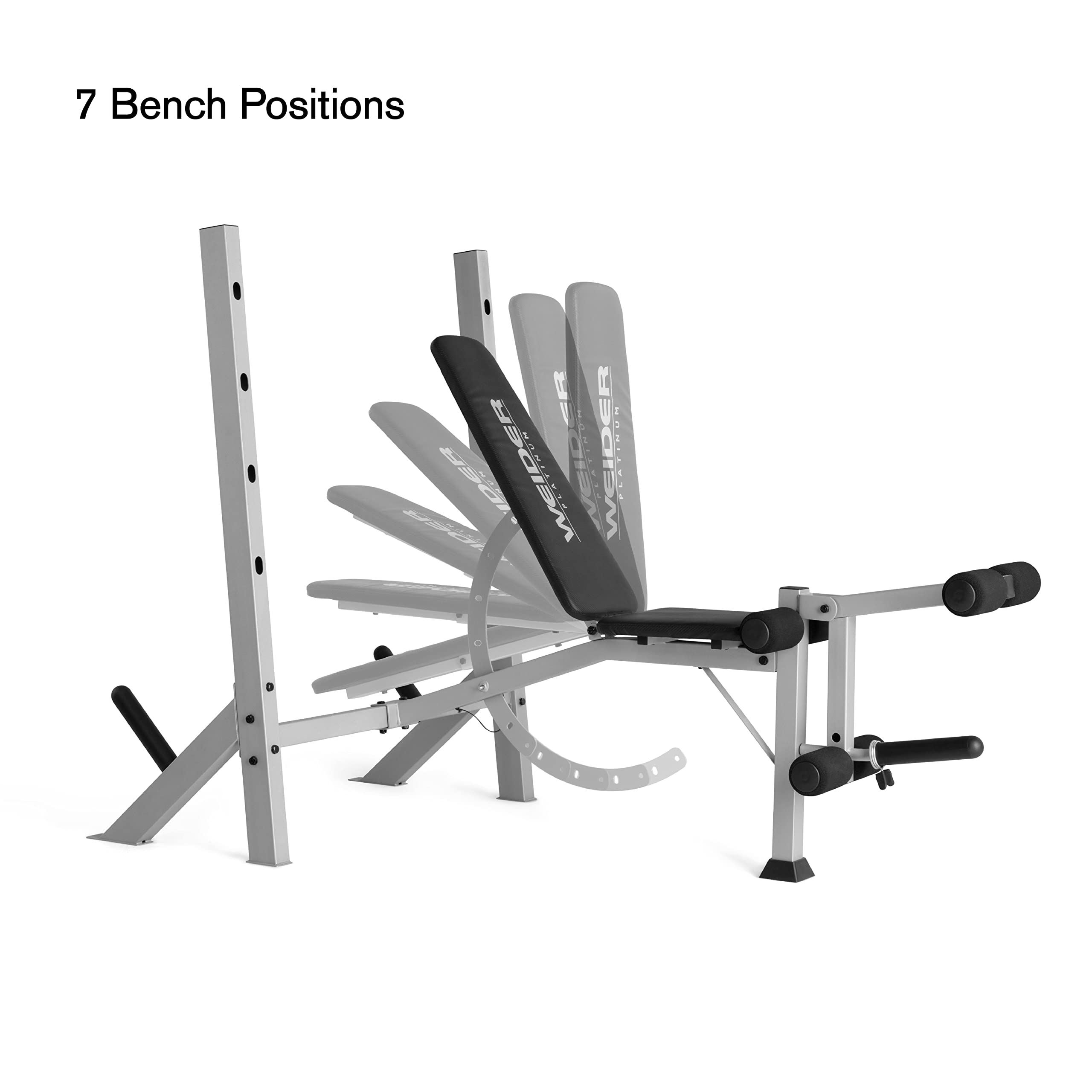 Weider Platinum Olympic Weight Bench and Rack with Adjustable Spotting Arms and Integrated Leg Developer