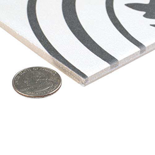 SomerTile FRC8TWVT Fifties Ceramic Floor and Wall Tile, 7.75" x 7.75", White/Grey