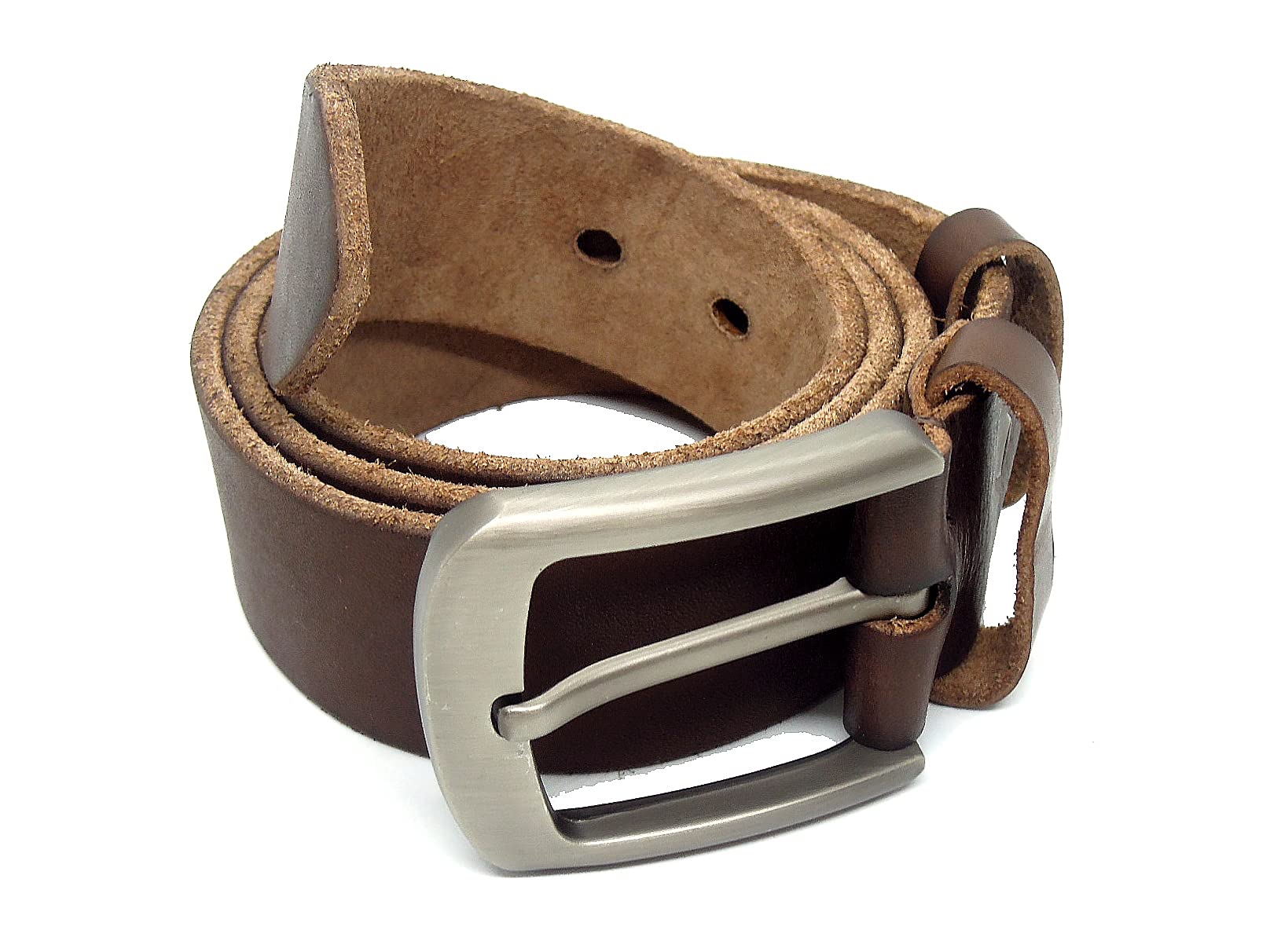 YIRASUO Men's Geunine Leather Belts, Full Grain Cow Leather,Solid Single Buckle (Black, Belt 42" (Fit waist 40"-42"))
