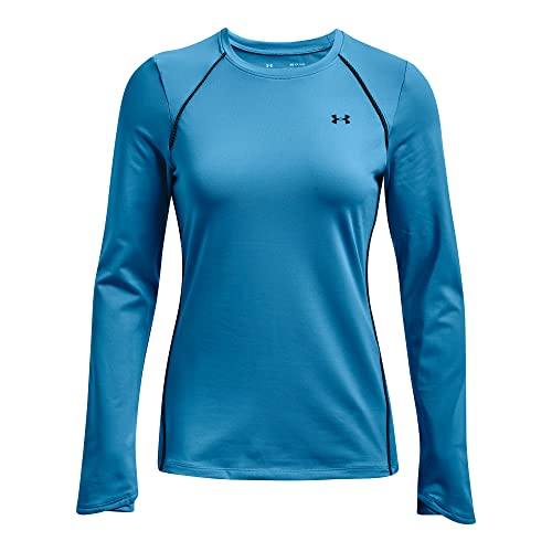 Under Armour Women's Cozy Crew Long Sleeve Crew Neck T-Shirt, Radar Blue (422)/White, Medium