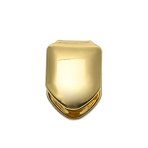 The Bling Factory 24k Gold Plated Removable Single Tooth Grill Cap + Polishing Cloth