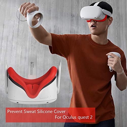 VR Sweat-Proof Silicone Face Cover and Lens Protect Cover for Oculus Quest 2, Silicone Eye Cover Pad, EVA Lens Protector, Dust Proof, Anti Scratch for VR Accessories Set