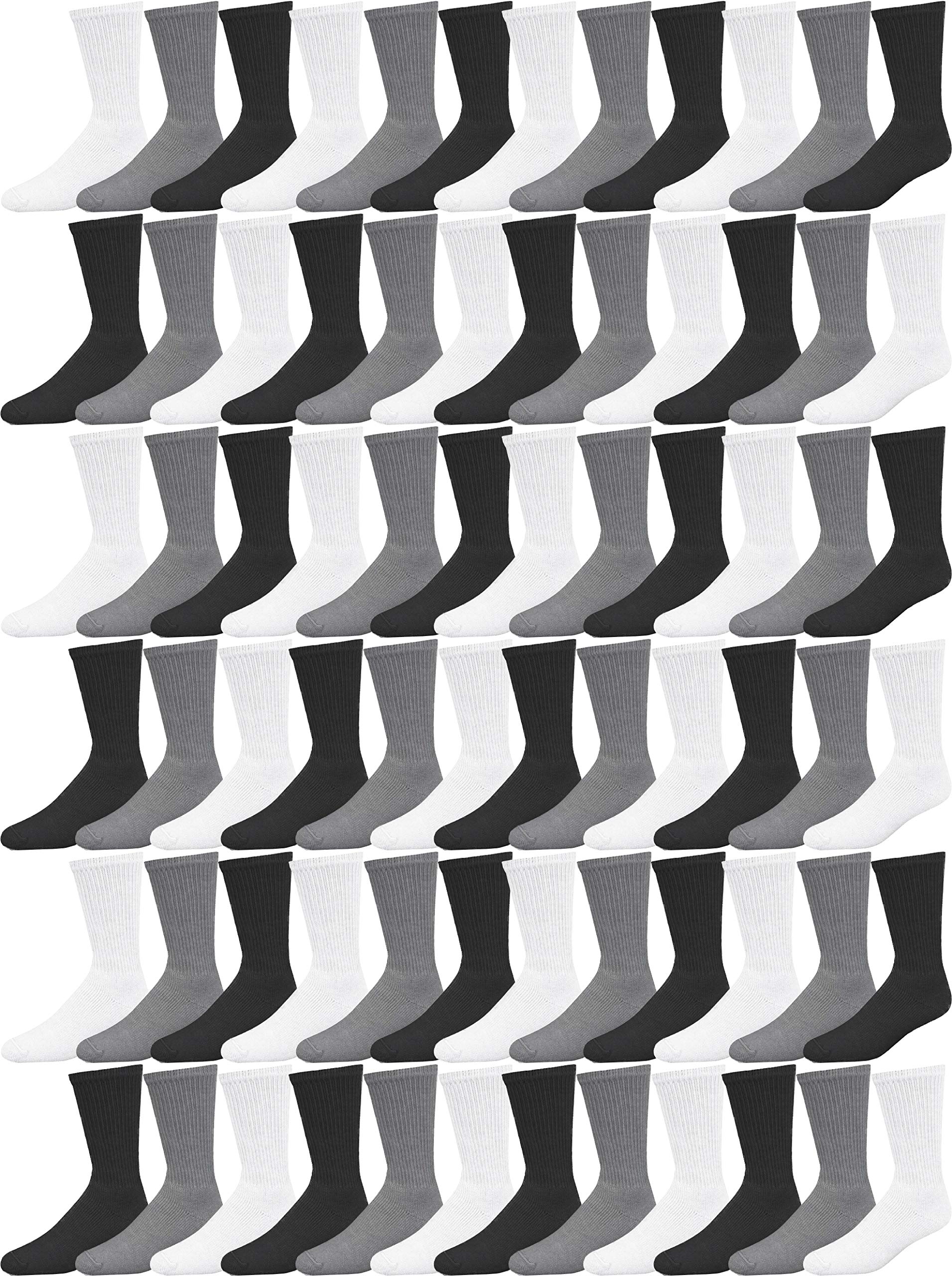 Winterlace 72 Pairs Cotton Crew Socks for Men Women, Athletic Casual Moisture Wicking Bulk Sport Sock