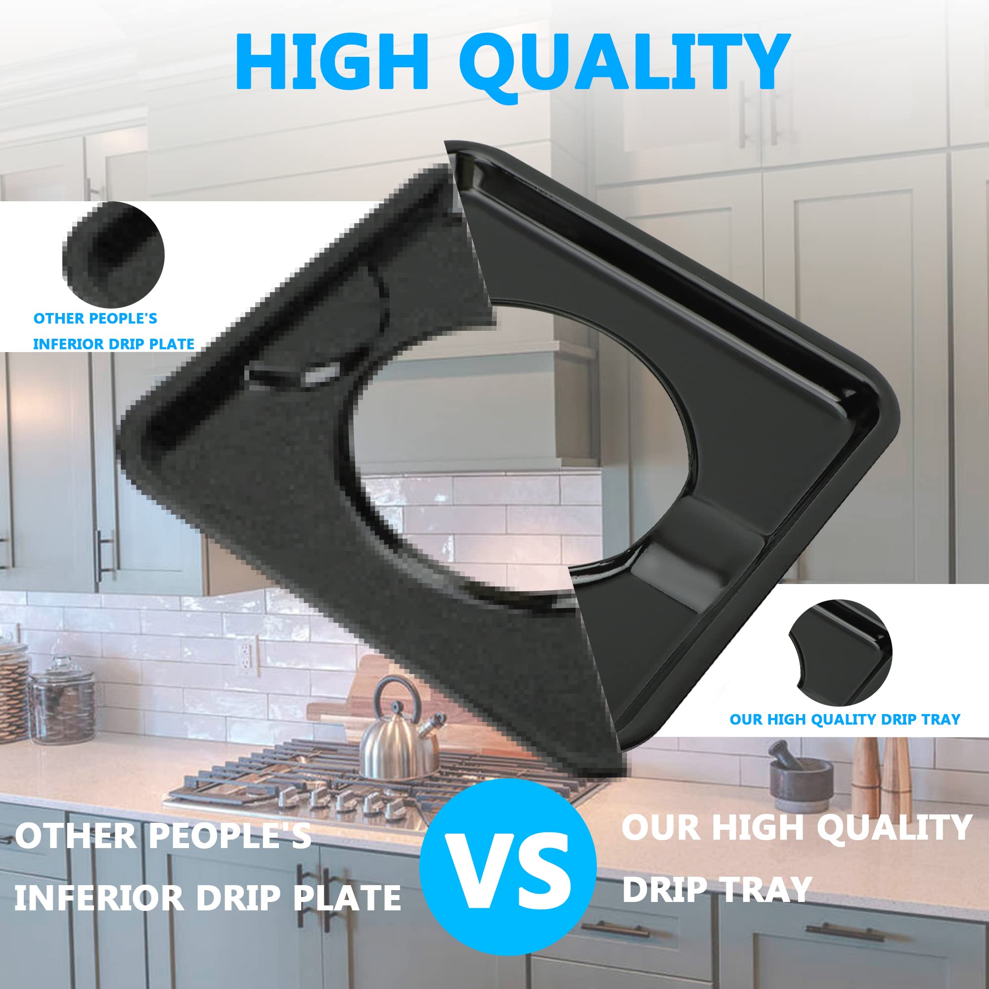 Puxyblue Black Steel Heavy Duty Square Reusable Drip Pan Gas Burner Bib Liner Covers BN24 Replaces WP786333, AP6011553, PS11744751 Liner Covers,4 Packs