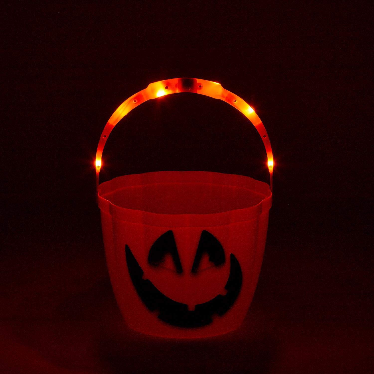 Two's Company 81590 Jack-O-Lantern Candy Bucket with Light Up Handle, 9-inch Depth