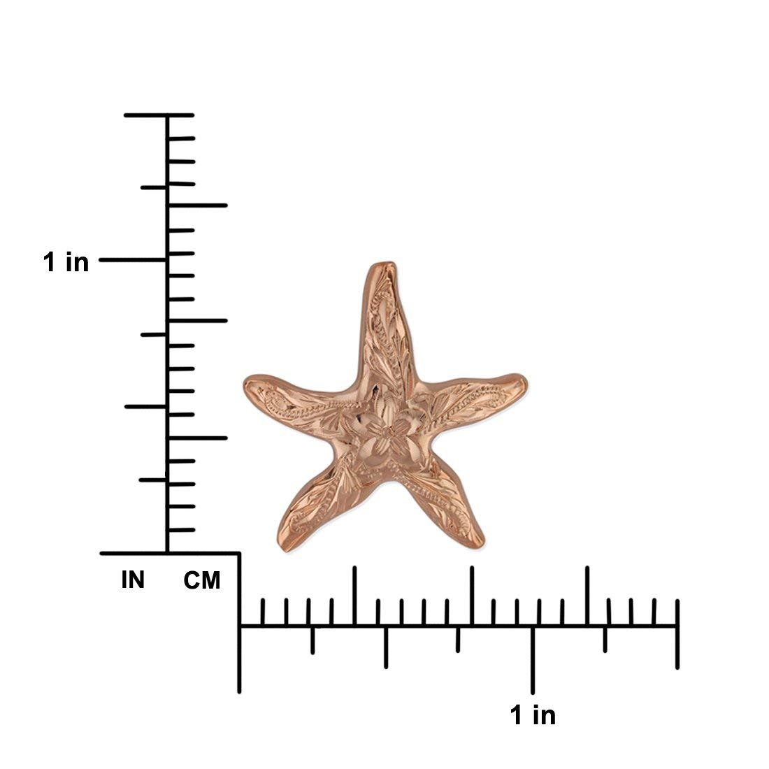 Sterling Silver with Rose Gold Tone Overlay 1 Inch Engraved Starfish Pendant