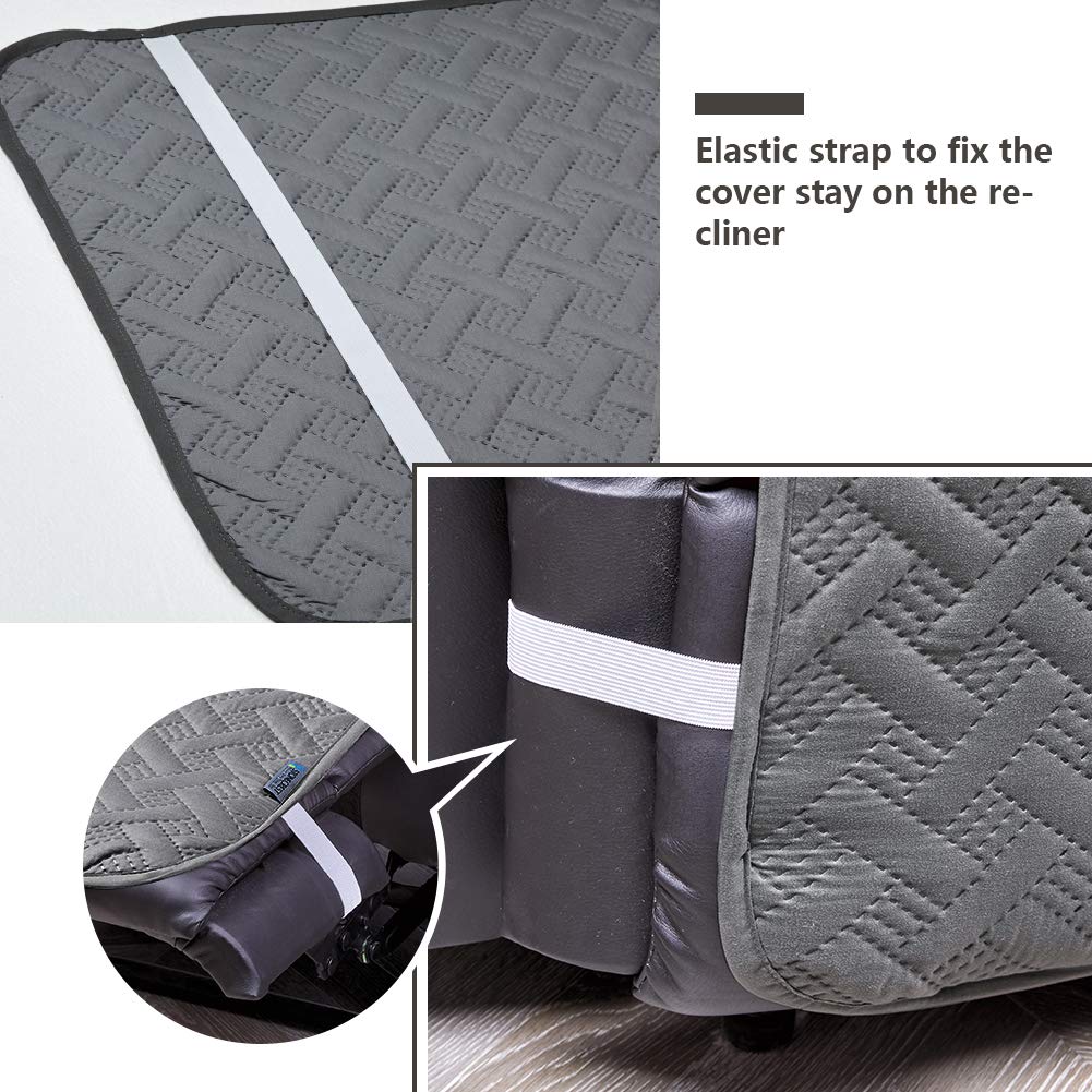 STONECREST Recliner Chair Cover Water Resistant, Reversible Washable Cover, Stay in Place (Dark Grey/Grey, Recliner 23" Regular)