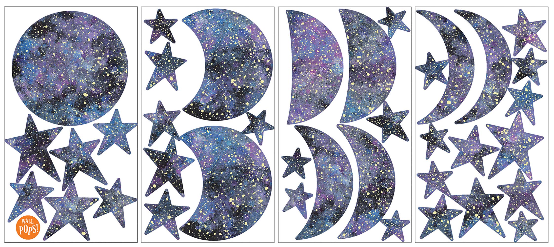 WallPops WPK3017 Reach for The Moon Glow in The Dark Art Kit Wall Decal, Purple