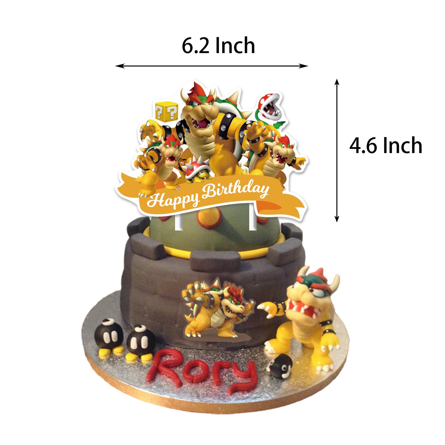 SELPONT day Party Supplies, Mario Bowser Birthday Party Decorations, Include Balloons,Cake Toppers,Cupcake Toppers,5x3Ft Backdrop,Bowser Party FavorsQ
