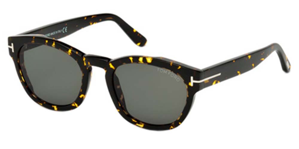 Tom Ford FT0590 Sunglasses - Coloured Havana Frame, Green Lenses, 51 mm Lens Diameter FT05905155N
