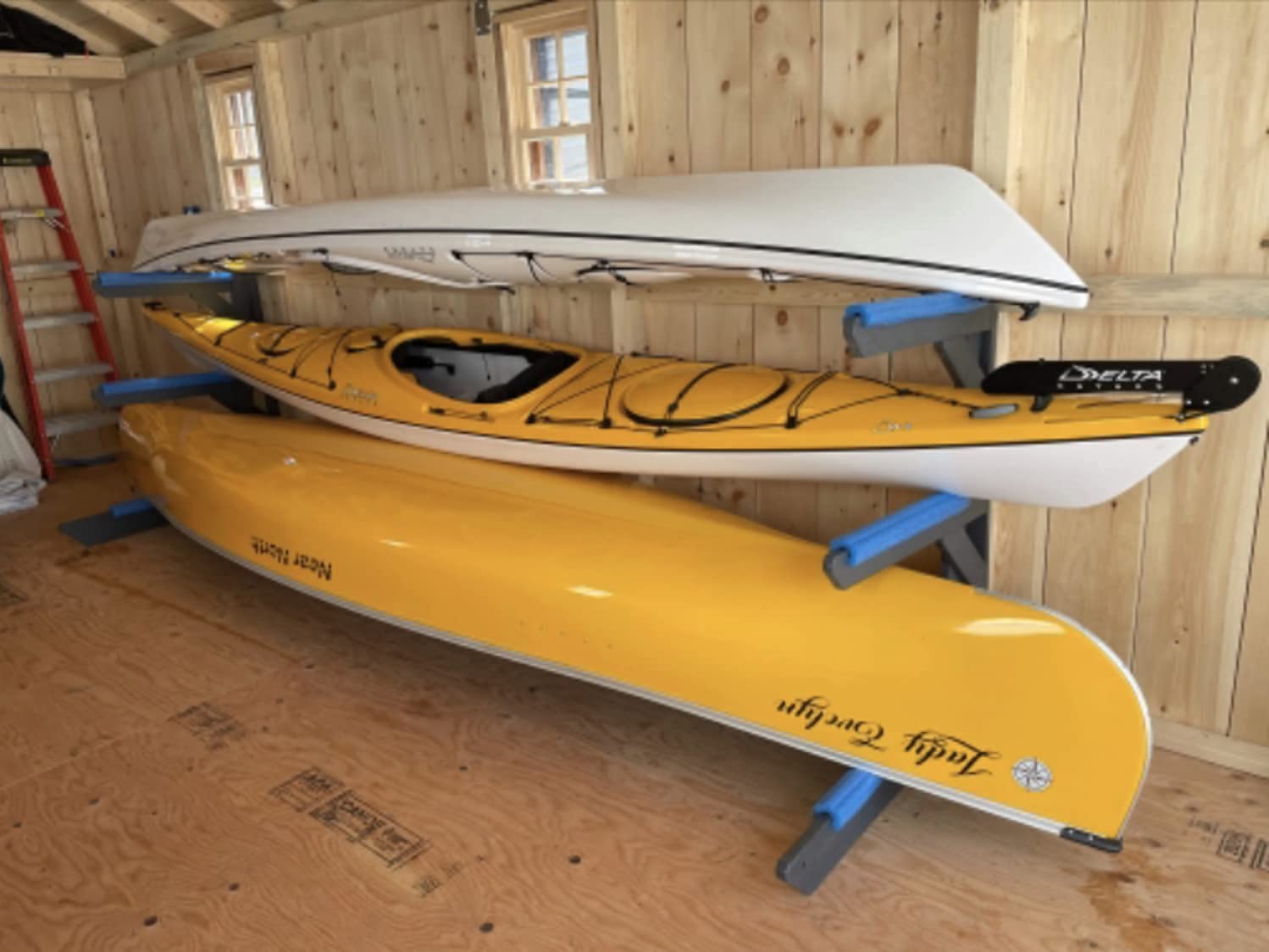 Storage Rack Solutions Outdoor or Indoor Kayak Rack, SUP Rack, Canoe Rack - Kayak Storage Rack (100% Recycled Plastic, 3 Rack (Holds 3 Crafts))
