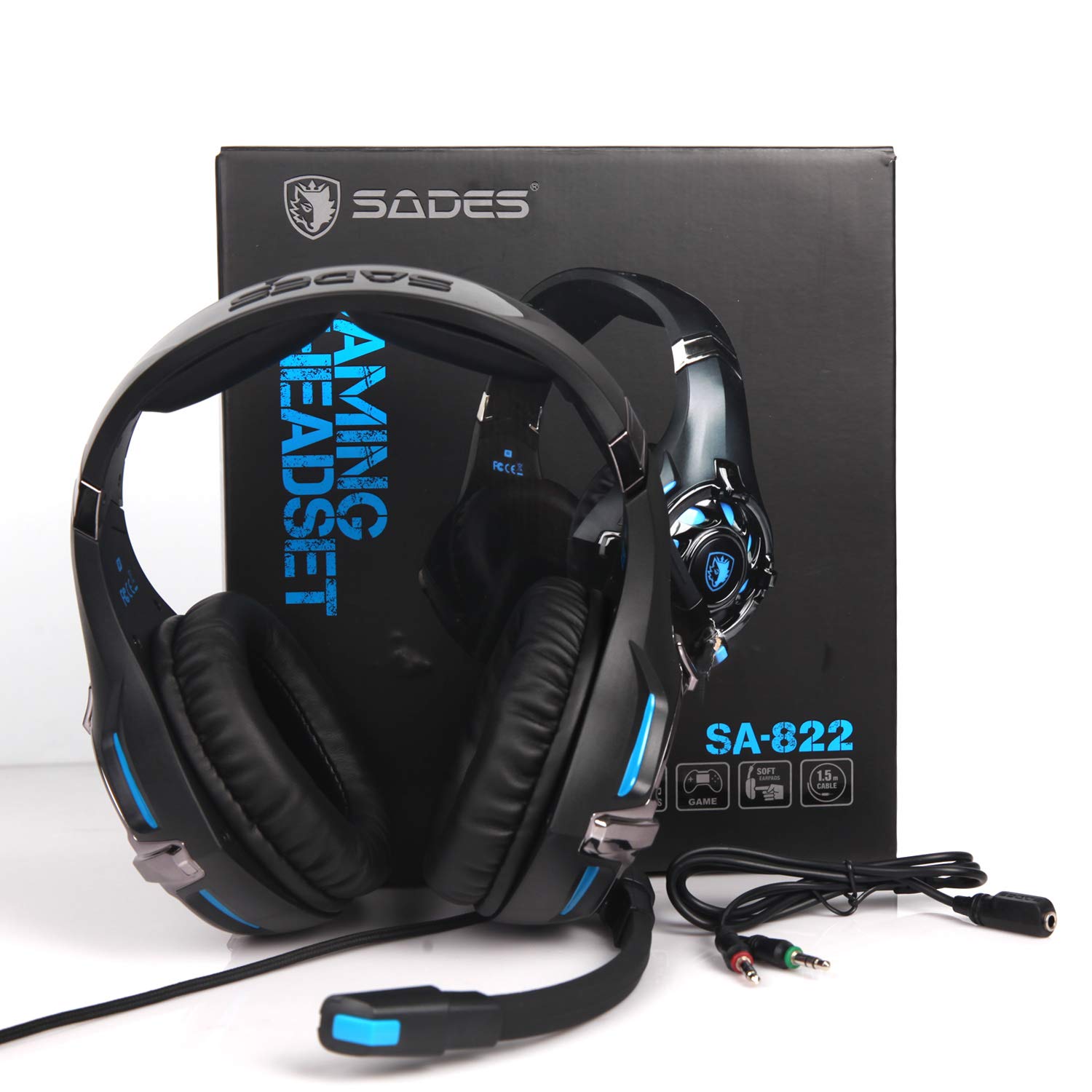 Stereo Gaming Headset,SADES Noise Cancelling 3.5mm Over-Ear Headphones with Microphone and Volume Control for PC Xbox One PS4 PS5 Laptop Mac Nintendo Games