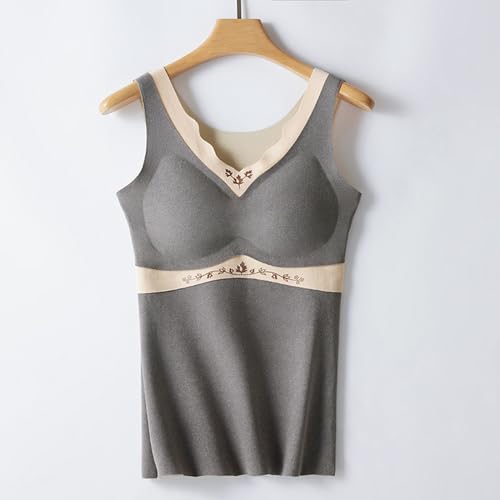 Thermal Underwear Tank Tops Lined Base Layer Cold Weather Winter Thermal Shirts Long Thermal Undershirts (Grey, L)
