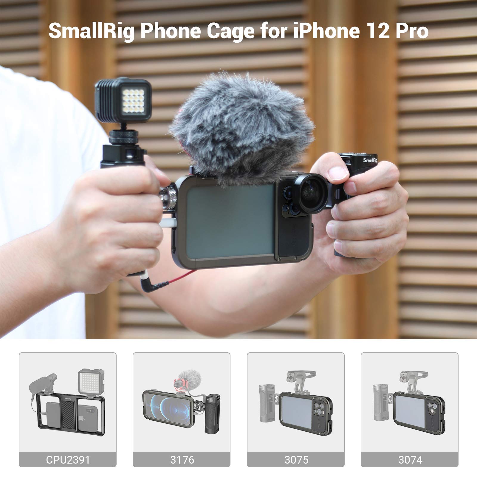 SmallRig Phone Cage for iPhone 12 Pro, Smartphone Video Rig Aluminum Phone Video Stabilizer for Photography, Film Making,Videomaker and Vlogging-3075