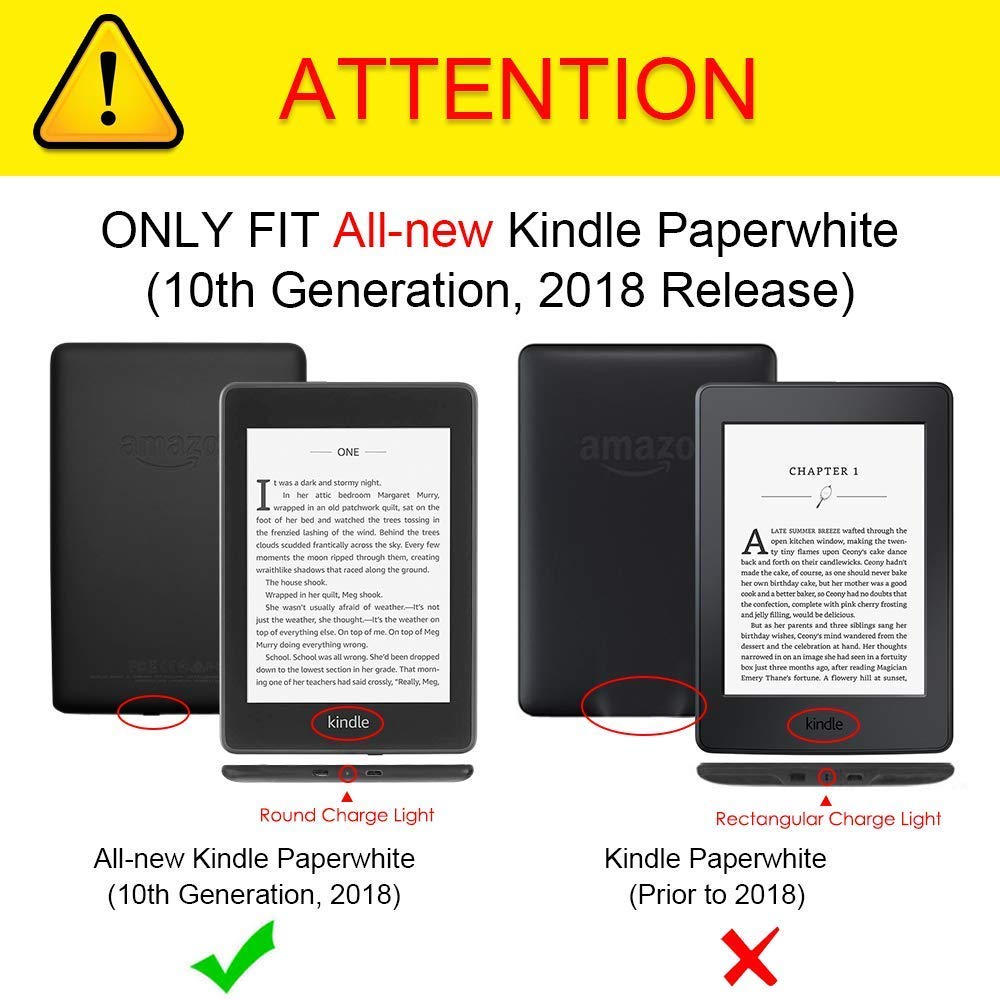 Tkkie Slimshell Case for Amazon Kindle Paperwhite (10th Generation - 2018) - PU Leather Lightweight Cover with Auto Wake / Sleep for Amazon Kindle Paperwhite E-Reader,Books